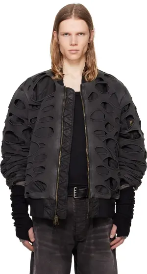 Alexander Digenova Reversible Bomber Jacket In Black Oil Wash - 45